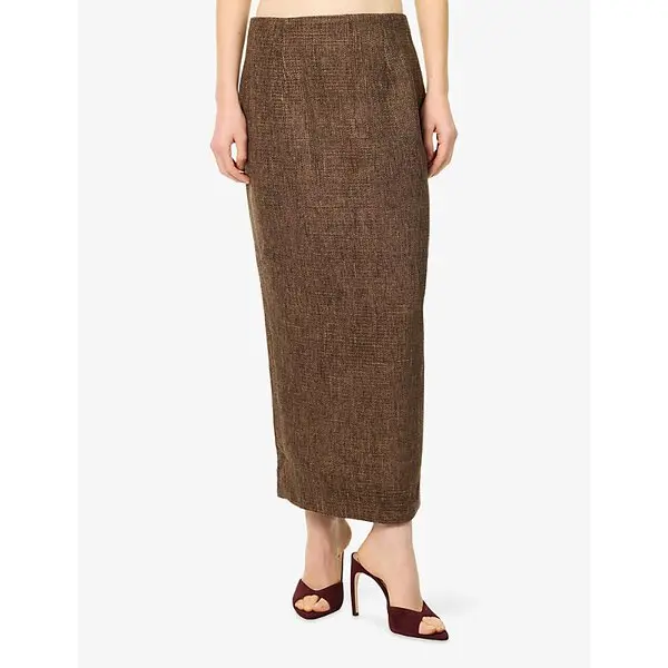 Oddmuse Tweed Woven Midi Skirt