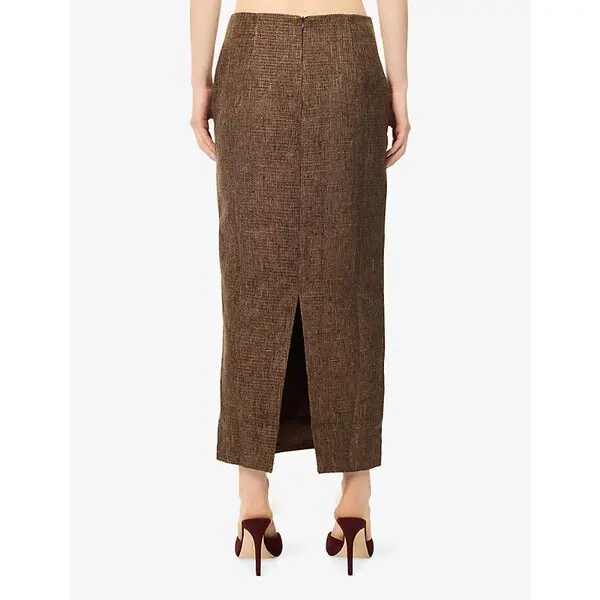 Oddmuse Tweed Woven Midi Skirt