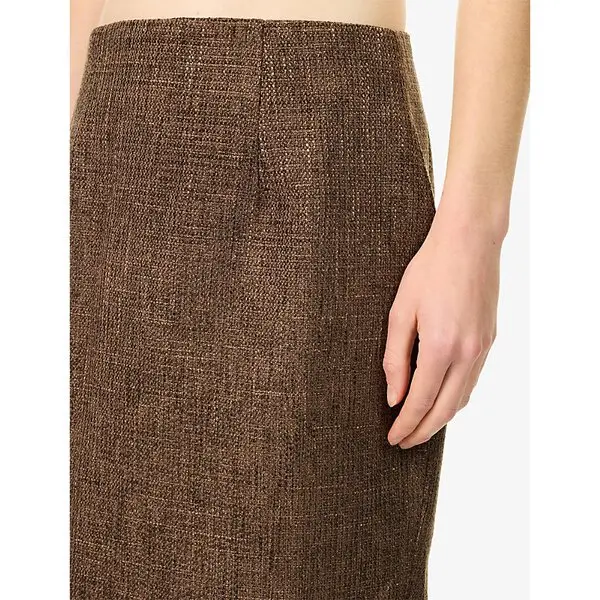Oddmuse Tweed Woven Midi Skirt