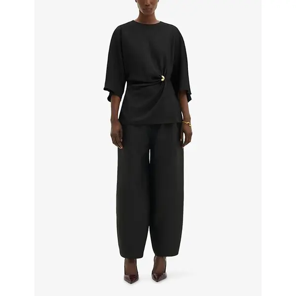 MALINA Zilla Brooch-embellished Woven Blouse