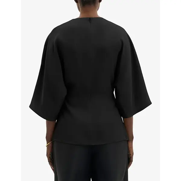 MALINA Zilla Brooch-embellished Woven Blouse