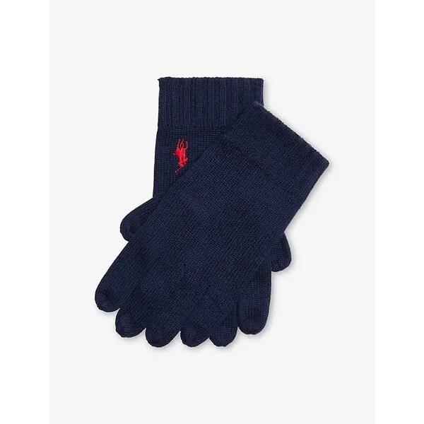 Polo Ralph Lauren Logo-embroidered Wool Gloves - Hunter Navy