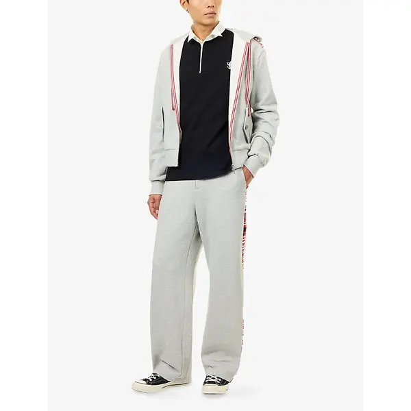 OSCAR OUYANG Stripe Panel Cotton-jersey Jogging Bottoms