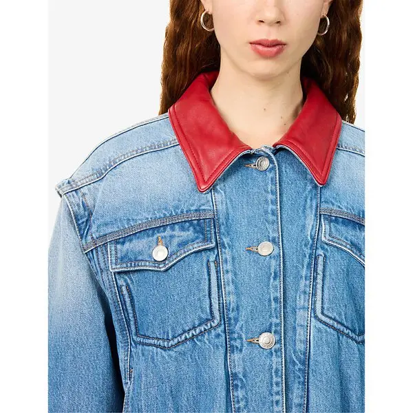 Isabel Marant Étoile Devyn Leather-collar Denim Jacket