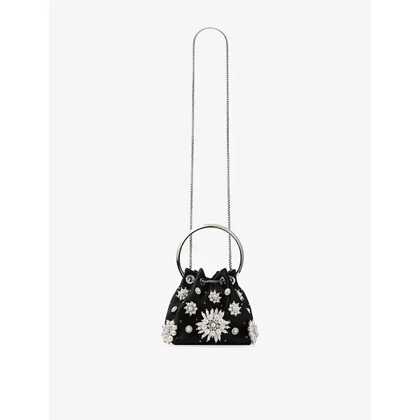 JIMMY CHOO Bon Bon Pearl-embellished Satin Top-handle Bag