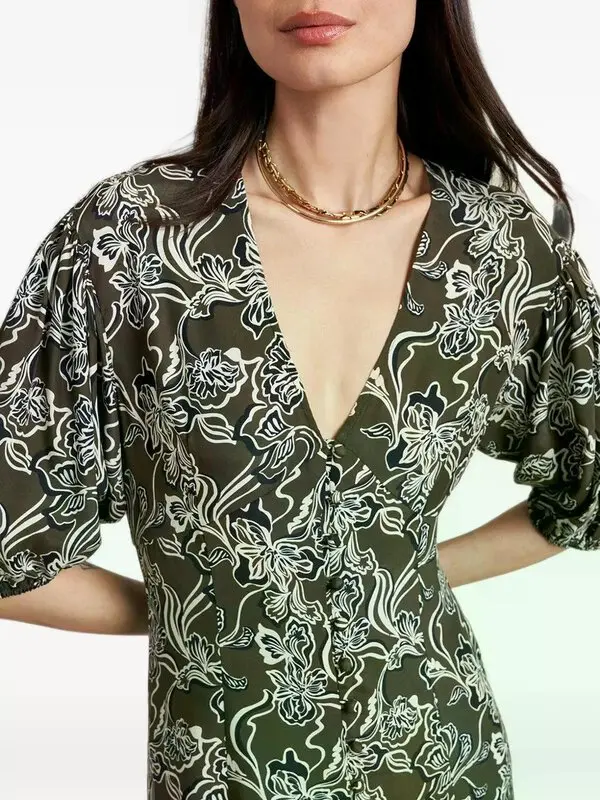 LA LIGNE Florence Floral-print Dress - Grey