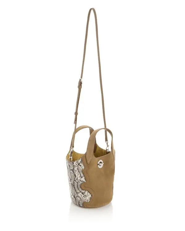 Veronica Beard Anchor Suede & Snake Embossed Leather Crossbody Bag