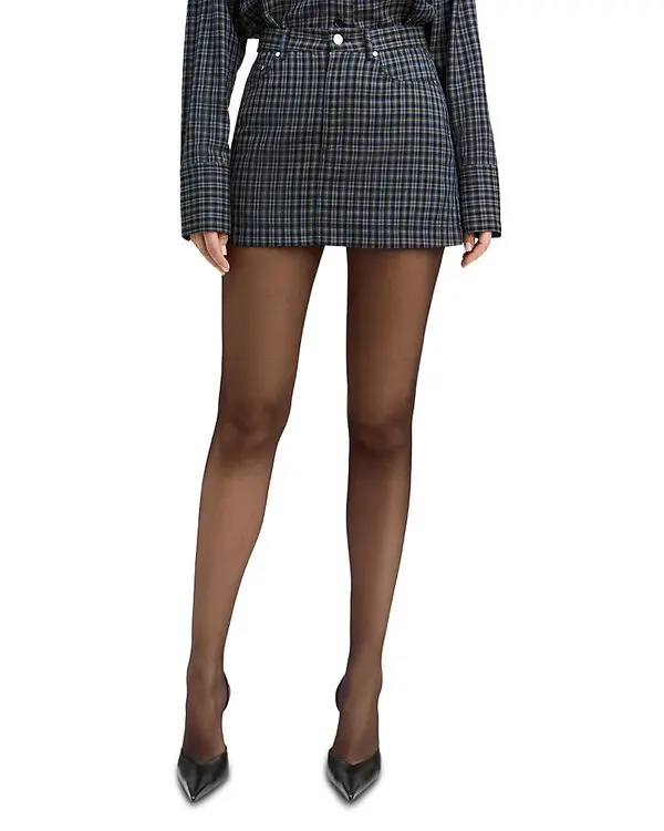 Derek Lam 10 Crosby Jacob Mini Plaid Rayon Mini Skirt