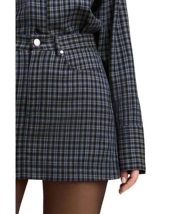 Derek Lam 10 Crosby Jacob Mini Plaid Rayon Mini Skirt