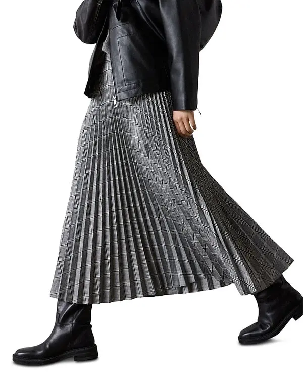 Whistles Pleated Midi Skirt - Grey/multi