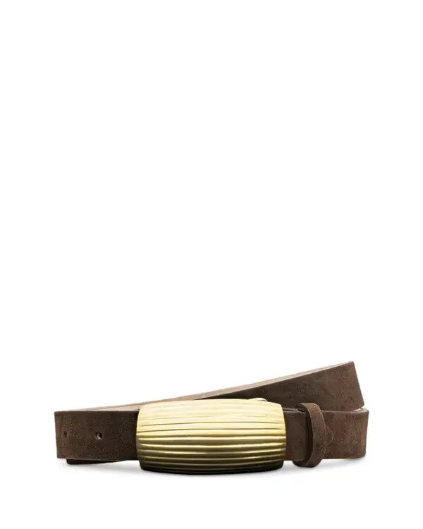 L'Agence Machado Suede Ribbed Domed Belt