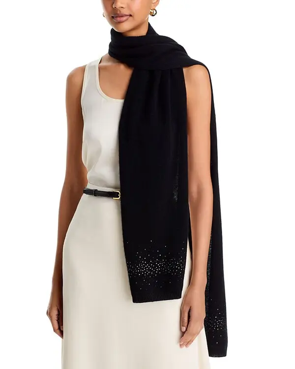 AMICALE CASHMERE Heat Crystal Cashmere Scarf Exclusive - Black
