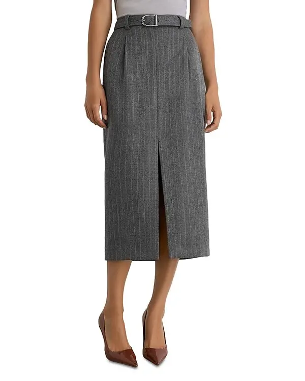 REISS Astrid Wool Belted Pencil Skirt