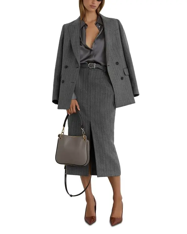 REISS Astrid Wool Belted Pencil Skirt