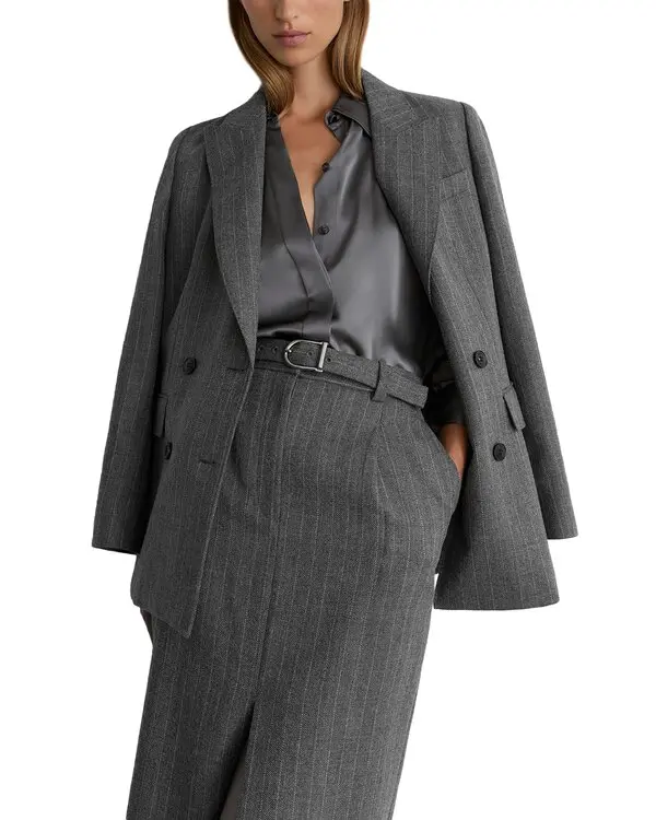 REISS Astrid Wool Belted Pencil Skirt