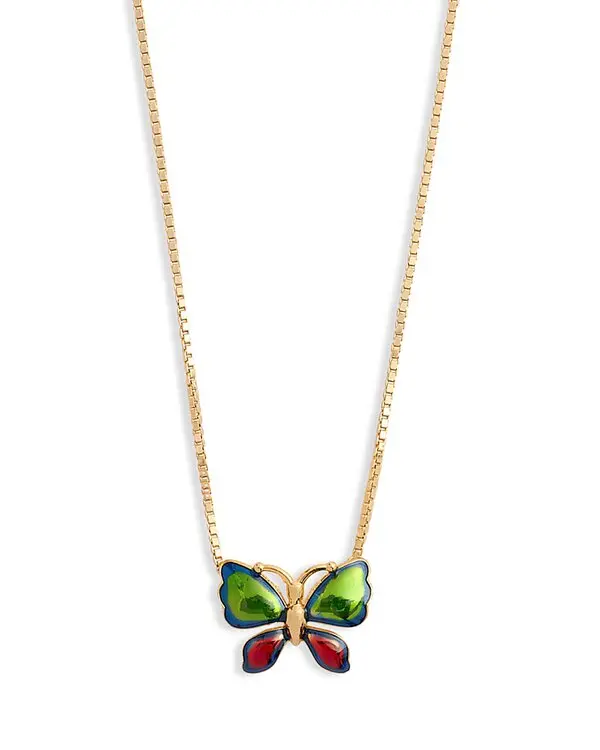 Valentino Garavani Vlogo Flutterby Butterfly Enamel Necklace, 15.5-19.5