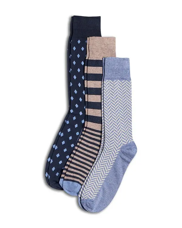 Bloomingdale'S Cotton Blend Crew Socks, Pack Of 3 Exclusive - Navy
