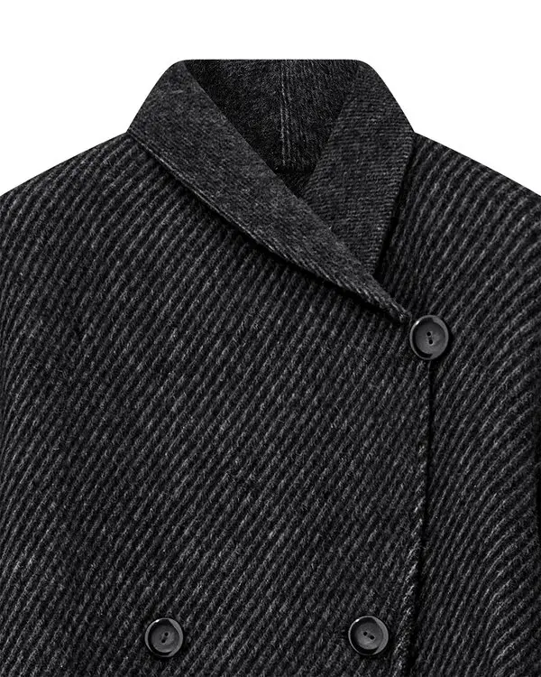 Emporio Armani Wool Blend Shawl Collar Coat - Graphite Grey