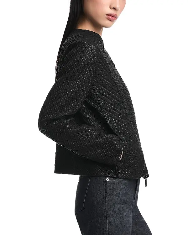 Emporio Armani Diamond Embroidered Nappa Leather Jacket