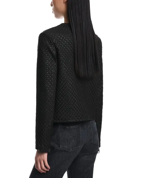 Emporio Armani Diamond Embroidered Nappa Leather Jacket