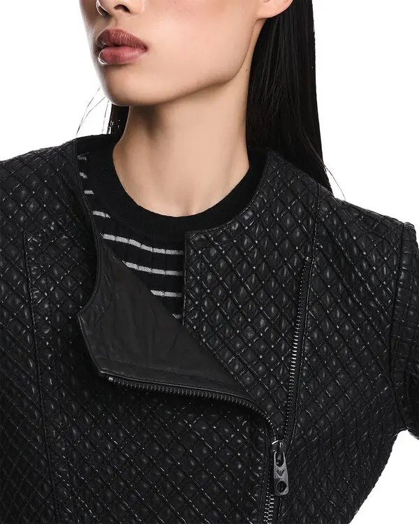 Emporio Armani Diamond Embroidered Nappa Leather Jacket