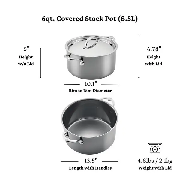 HESTAN Nanobond 6 Qt. Covered Stockpot