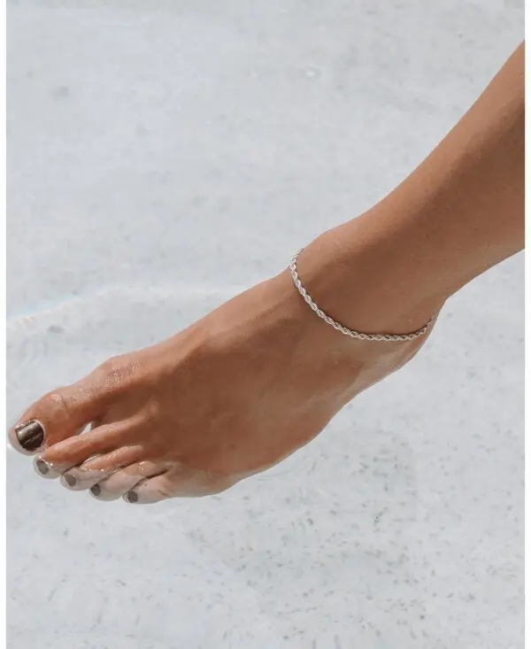 ATOLEA Calvi Rope Chain Anklet - Silver