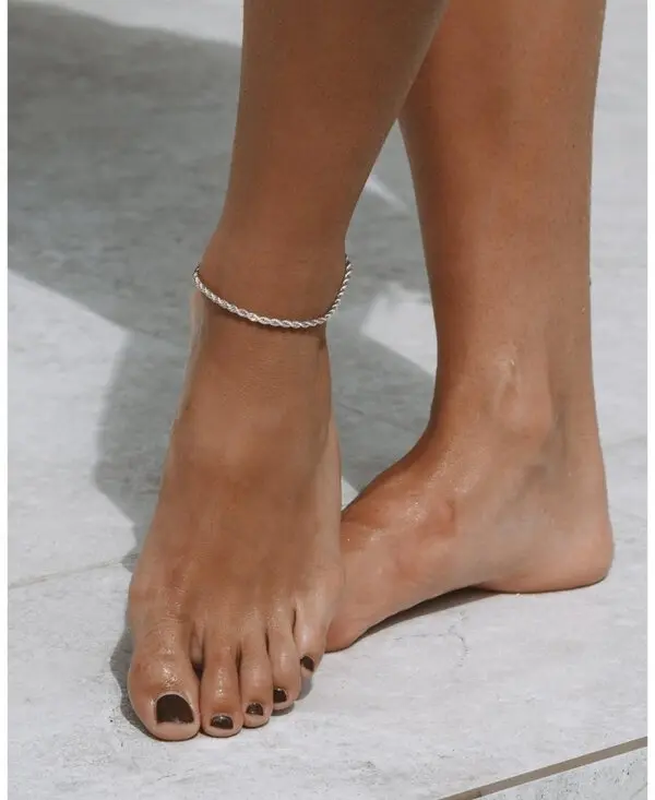 ATOLEA Calvi Rope Chain Anklet - Silver