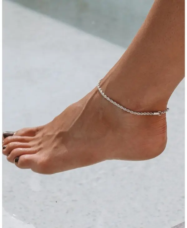 ATOLEA Calvi Rope Chain Anklet - Silver
