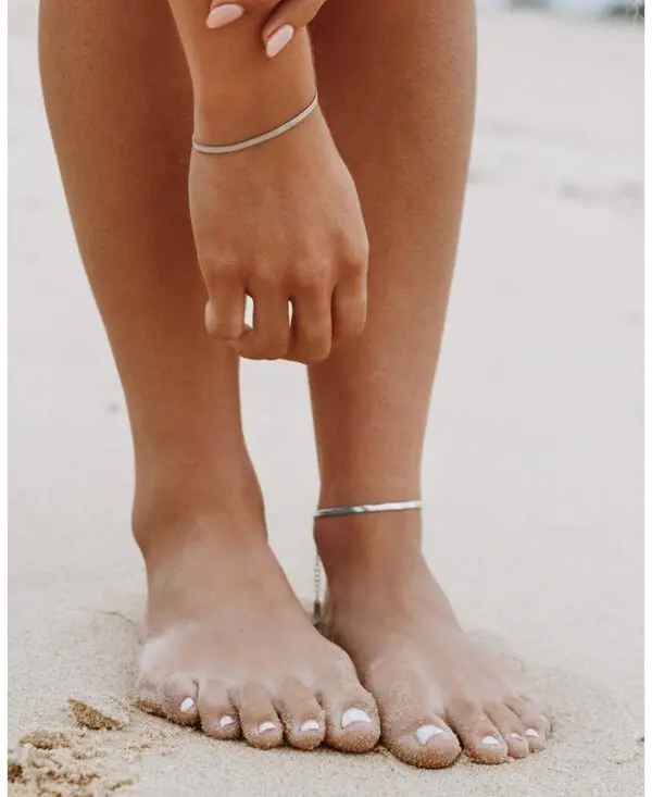 ATOLEA Kauai Herringbone Anklet - Silver