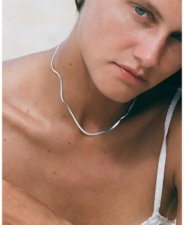 ATOLEA Kauai Herringbone Choker - Silver