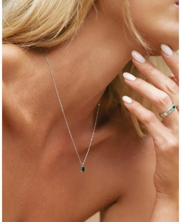 ATOLEA Emerald Necklace - Silver