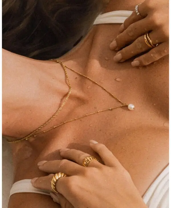 ATOLEA Baroque Pearl Pendant - Gold