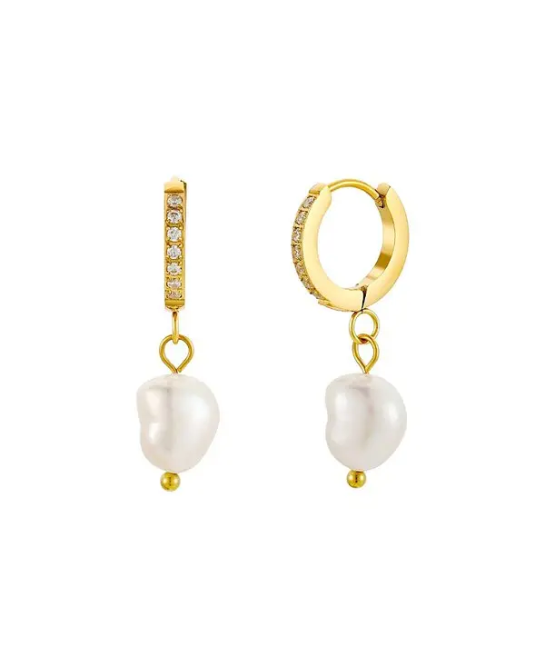ATOLEA Freshwater Pearl Hoop Earrings - Gold