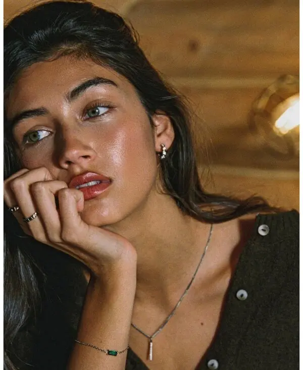 ATOLEA Beaded Diamond Hoops