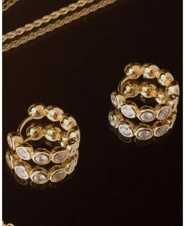 ATOLEA Beaded Diamond Hoops