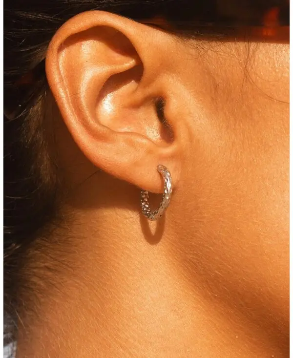 ATOLEA Hammered Hoops Earrings - Silver