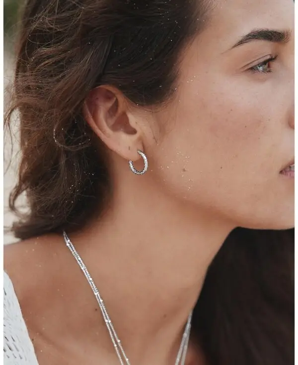 ATOLEA Hammered Hoops Earrings - Silver