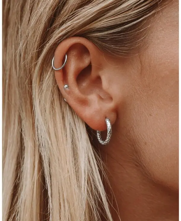ATOLEA Hammered Hoops Earrings - Silver