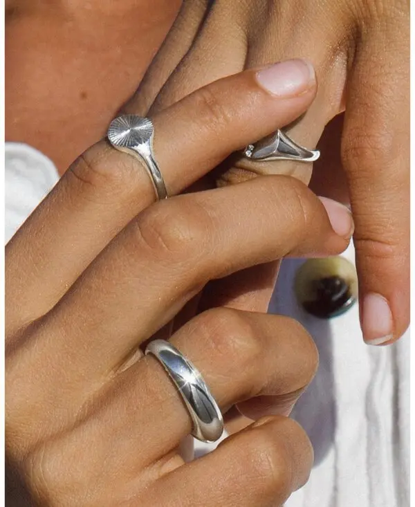 ATOLEA Sun Signet Ring - Silver