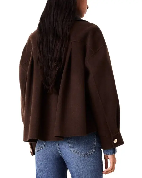Maje Wool Blend Contrast Collar Jacket