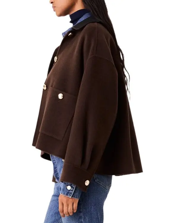 Maje Wool Blend Contrast Collar Jacket