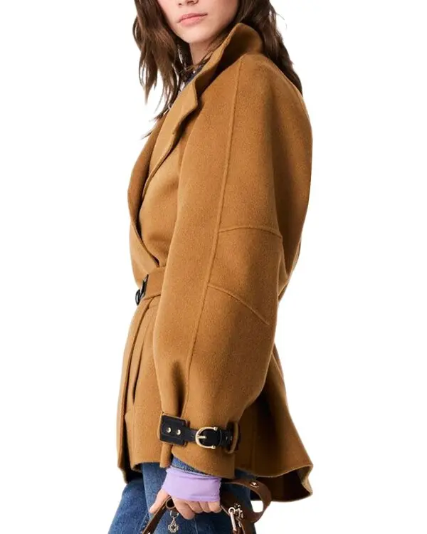 Maje Wool Blend Belted Coat