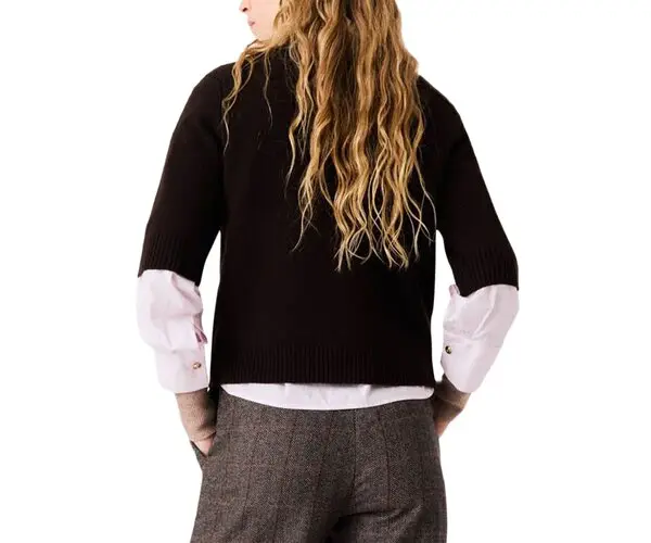 Maje Floral Embroidered Wool Blend Sweater