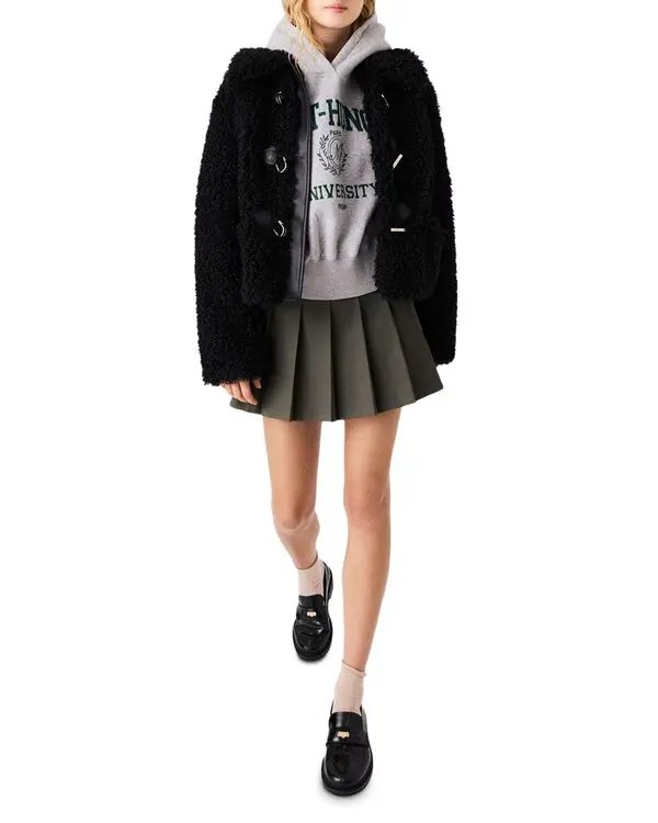 Maje Faux Fur Long Sleeve Short Coat