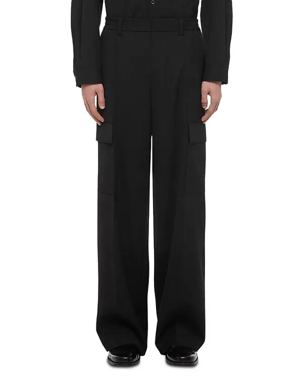 Helmut Lang Utility Relaxed Fit Wide Leg Wool Pants