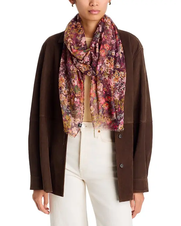 V. Fraas Blurred Floral Scarf - Barolo
