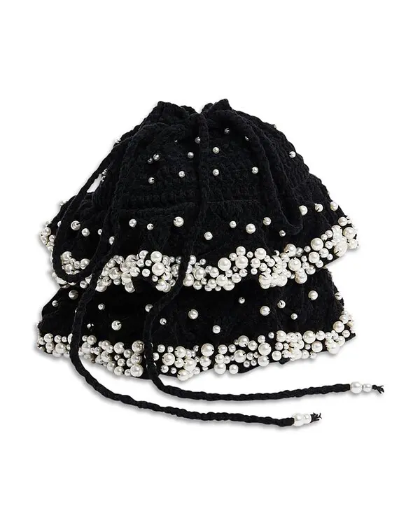 Sandro Beaded Velvet Bucket Bag