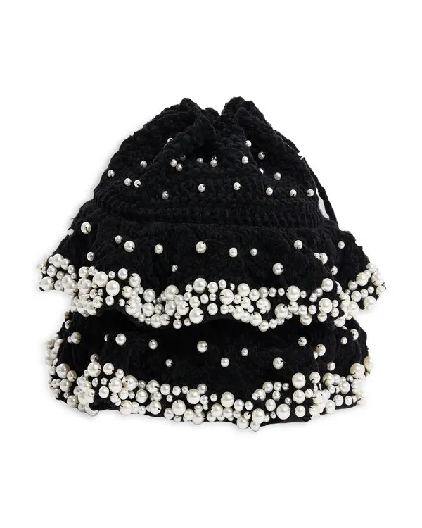 Sandro Beaded Velvet Bucket Bag