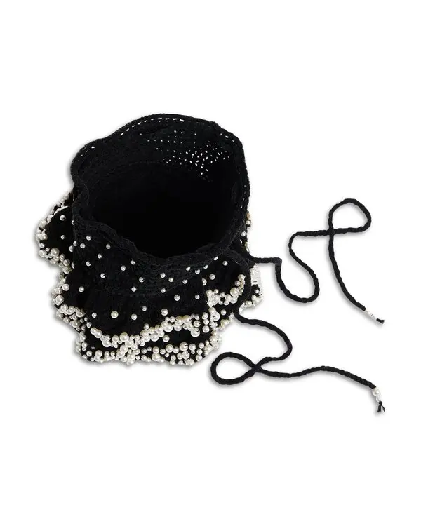 Sandro Beaded Velvet Bucket Bag